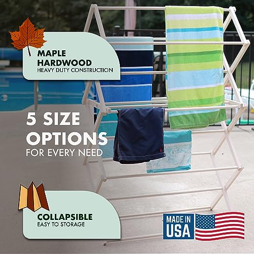 Pennsylvania Woodworks Clothes Drying Rack: Solid Maple Hard Wood Laundry Rack for Baby Clothes, Hand Towels, Delicates & More, Durable Small Folding Drying Rack, Made in USA, No Assembly Needed