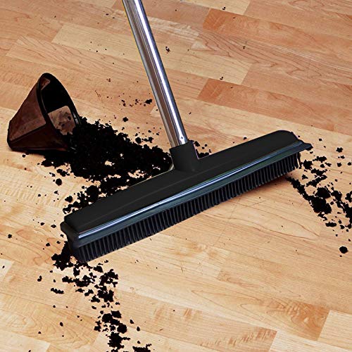 Multifunction Telescopic Floor Carpet Broom Pet Hair Dust Removal Cleaner Sweeper Cleaning Tools for Home (Black)