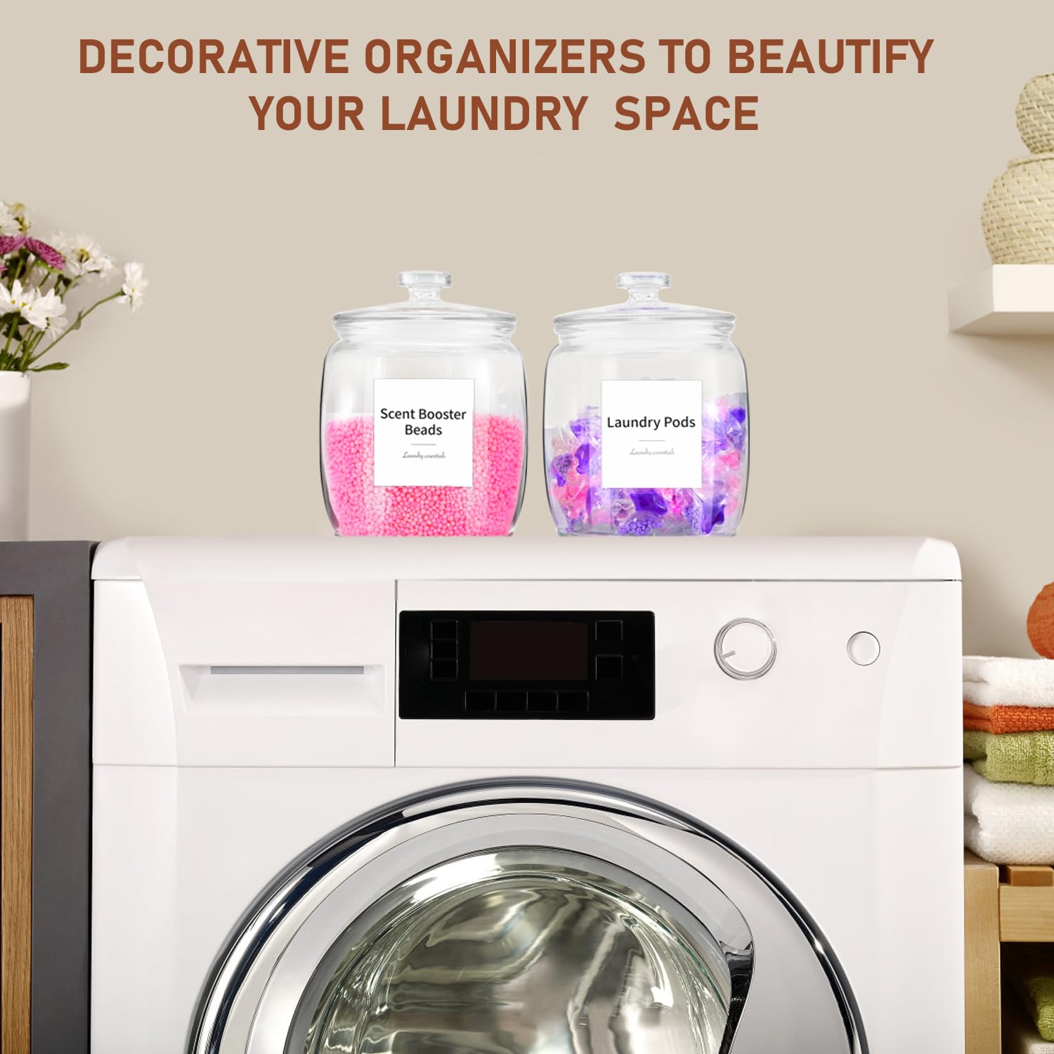 Laundry Pods Container for Laundry Room Organization and Storage, 71 Oz Glass Storage Containers with Lids, Glass Jar with Lid for Cookie, Food, Powder, Dryer Balls