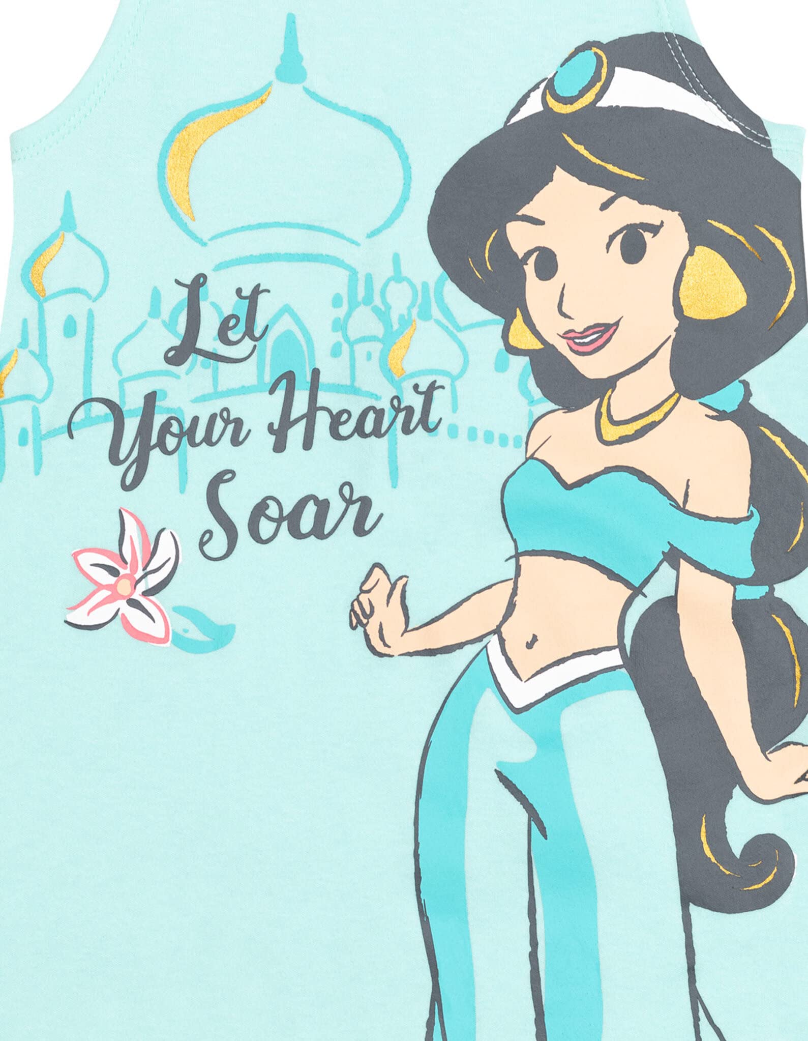 Disney Princess Jasmine Toddler Girls Romper and Headband Bow Set Blue 5T