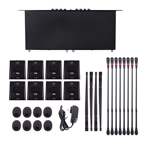 XTUGA CM280 UHF 8 Channel Professional Gooseneck Microphone System Conference Mics Fixed Frequency Super-Low Background Noise for Large conferences(Frequency A)