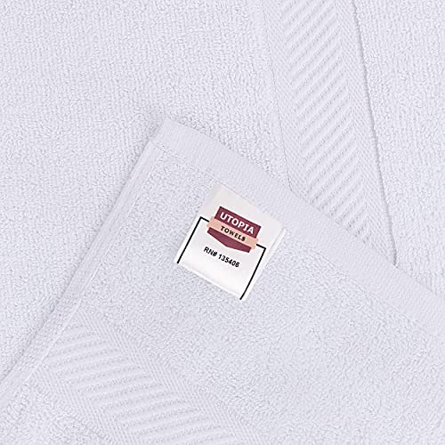 Utopia Towels 6 Pack Small Bath Towel Set, 100% Ring Spun Cotton (22 x 44 Inches) Lightweight and Highly Absorbent Quick Drying Towels, Premium Towels for Hotel, Spa and Bathroom (White)