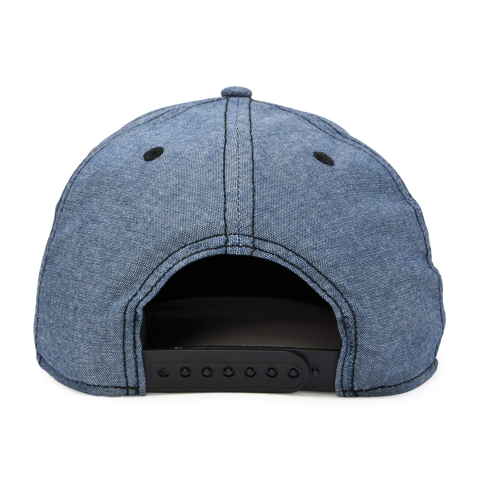 DALIX Premium Flat Bill Baseball Cap Structured Hat Snap Back Chambray in Navy Blue