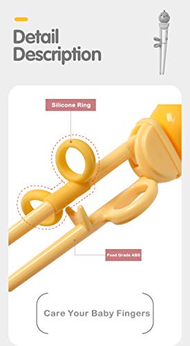 Goryeo Baby Toddler Utensils Stainless Steel Kids Silverware Set with Kids Training Chopsticks and Baby Spoon and Fork for Self Feeding Learning with Case (3PCS)(Yellow)