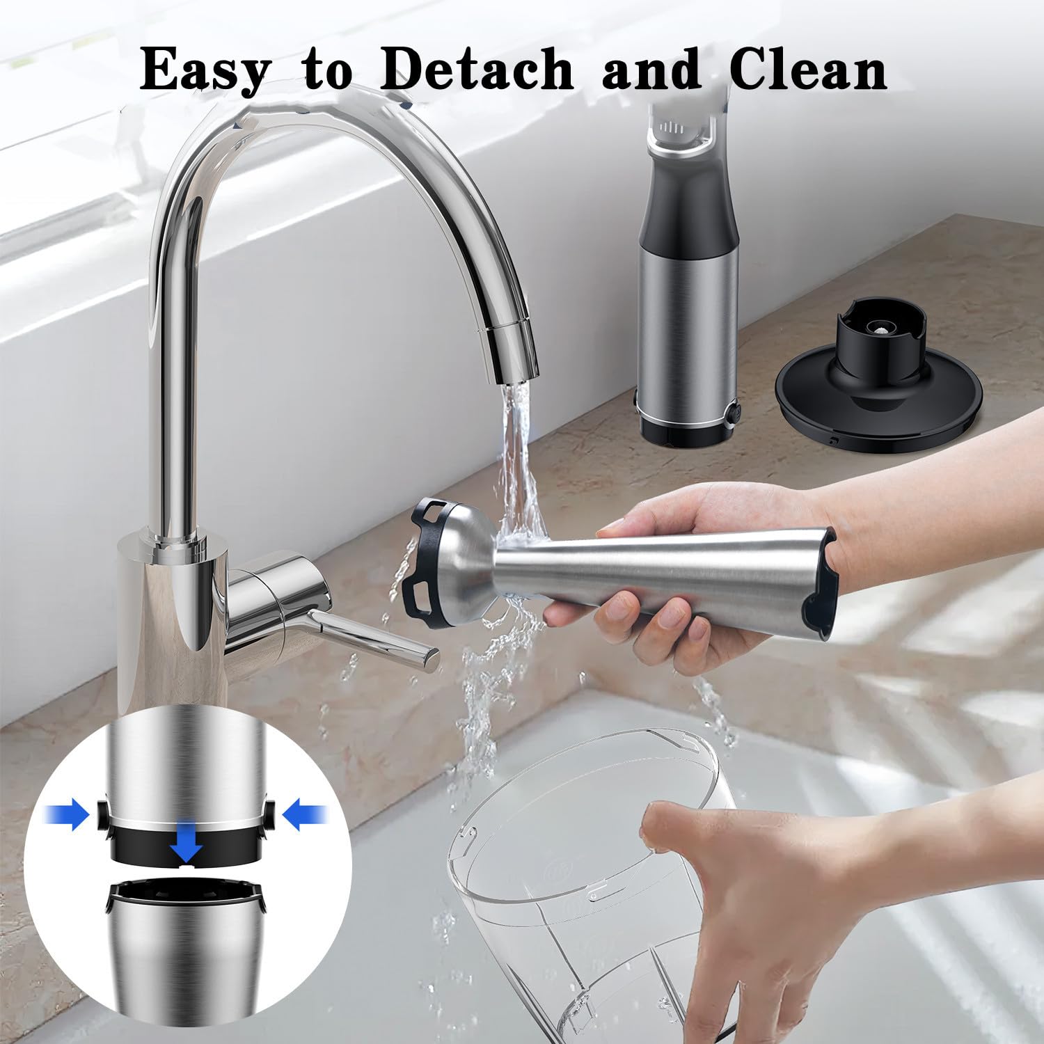 Immersion Blender Handheld 1000W 5 in 1 Hand Blender Trigger Control Speed Stick Blenders Emulsion Blender Handheld for Kitchen with 600ml Beaker, 500ml Chopper, Whisk and Frother
