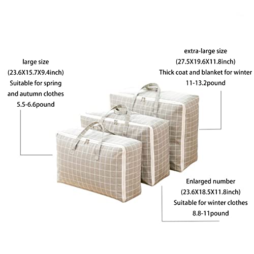 Liampo Large Capacity Clothes Organization and Storage Bins with Handles Bedding Storageused for Quilt Cover Quilt Luggage Packing 3 Pieces