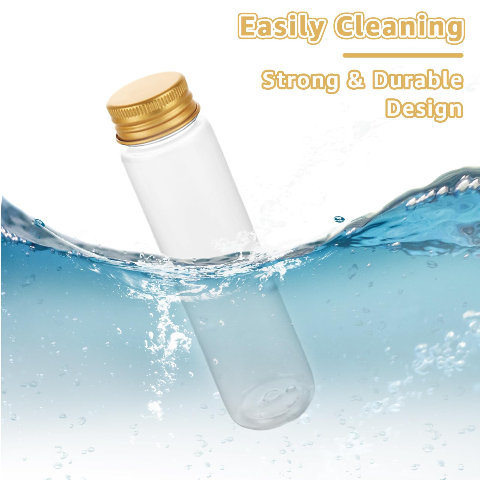 LDHHYH 50 Pack 80ml / 2.8oz Test Tubes with Caps, Clear Plastic Tube, Empty Leakproof Test Tube Bottle for Candy Bath Salt Spices Home Party Decor - Flat Bottom