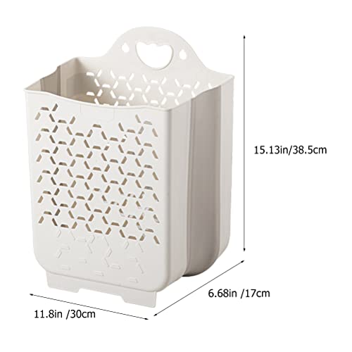 LUOZZY 2 Sets Portable Laundry Basket Collapsible Laundry Basket Wall Mount Folding Laundry Basket, White