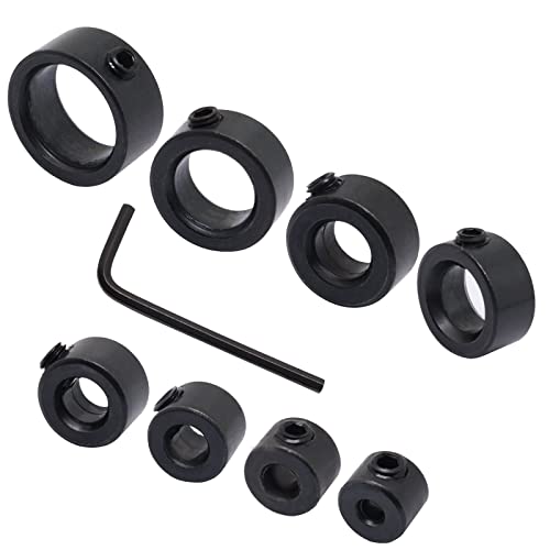 GDFYMI Drill Stop Bit Collar Set, Adjustable Drill Bit Depth Stop Collar Limit Ring with Allen Wrench, 1/8", 5/32", 3/16", 1/4", 5/16", 3/8", 1/2" and 5/8-Inch (9 Pcs, 3-16mm)