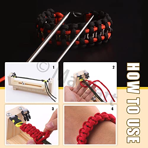 Mardatt 21Pcs Bracelet Jig Kit with Bracelet Maker Knotters Tool Kit, Adjustable Length Paracord Jig Lacing Needles Paracord FID Set for Wristband Braiding DIY Craft Bracelets Weaving