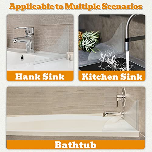 Honitra 2Pcs Shower Splash Guard, Self- Adhesive Transparent Shower Water Guard, Bath Corner Water Splash Guard to Keep Water in Shower, Tub Splash Guard