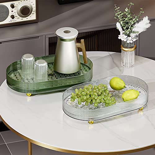 Light Luxury Tray Teacup Storage countertop Makeup Table Tray, Decorative Tray for Coffee Table countertop Kitchen Appetizer Breakfast Bed Bathroom or nightstand(White)