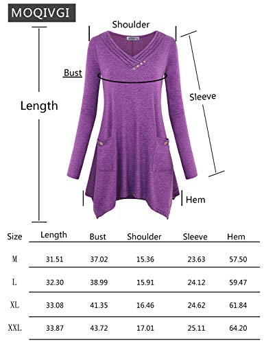 MOQIVGI Tunic Tops for Leggings for Women Cowl Neck Long Sleeve Fall Shirts Modest Career Office Wear Cozy Modern Fit Sharkbite Hem A-line Pullover Sweatshirt with Pockets Green XX-Large