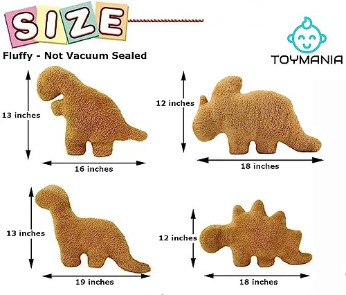 Toymania - Dinosaur Nugget Plush - Fluffy Brontosaurus Nug Plush to Cuddle or for Room Decor - Dino Nugget Stuffed Animal Emotional Support - Dinosaur Chicken Nugget Plush Looks Great Anywhere