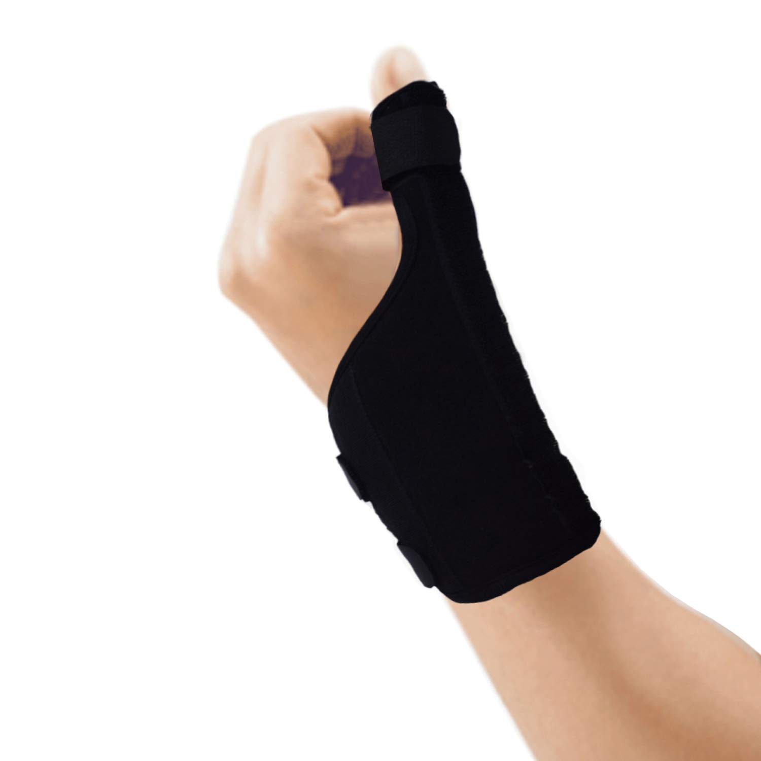 Finger Splint Support Brace, Thumb Brace for Arthritis or Soft Tissue Injuries, Night Wrist Sleep Support Brace, Carpal Tunnel and Relieve for Arthritis - Adjustable, Right Hand(Black-Right,Medium)