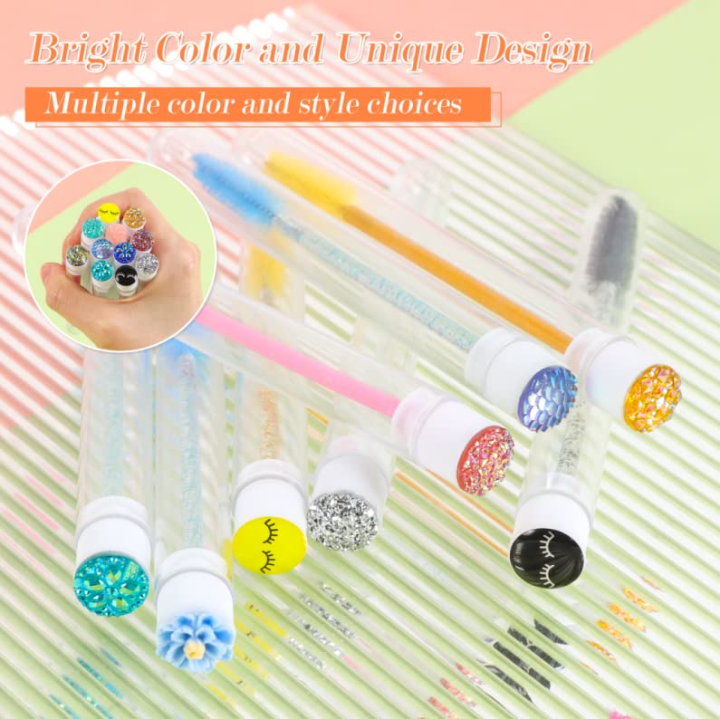 Disposable Mascara Brushes Diamond Eyelash Spoolies Makeup Brush Mascara Wand in Sanitary Tube Lash Supplies(20 Pcs, Mix)