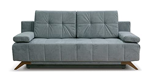 RINOLO Modern Serena Sleeper Sofa - Storage Pull Out Couch Convertible Sofa Bed, Pine Wood, Velvet Upholstery, Pocket Sinuous Springs, Made in Europe, Queen Size 80in W x 39in D x 37in H â Dark Grey