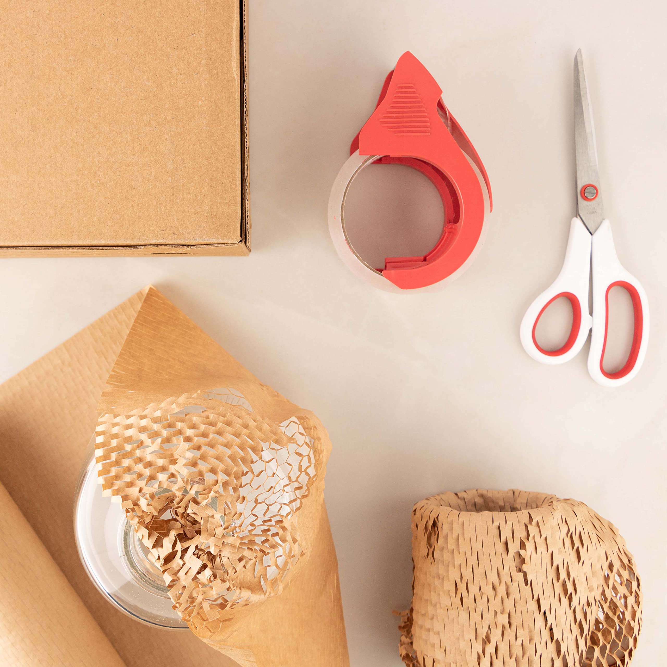 Eco-Friendly Honeycomb Wrapping Paper - 15" x 120' Roll with Fragile Stickers - Premium Packaging Solution for Fragile Items