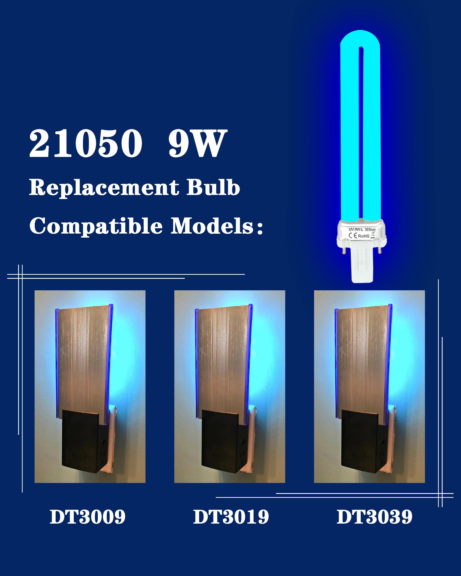 Dameiol 21050 9W Replacement Bulbs Light Compatible DynaTrap DT3009,DT3019,DT3039 Only,6.5 inch Overall Length, NOT Compatible Classic EL-22 4 Pack