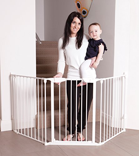 Dreambaby Newport Adapta Baby Gate - Use at Top or Bottom of Stairs - for Straight, Angled or Irregular Shaped Openings (White)