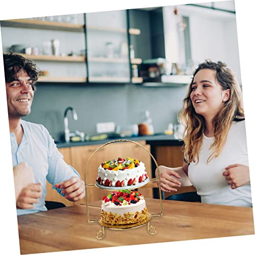 EXQUIMEUBLE Double Layer Cake Stand Muffin Stand Dessert Stand Holder Pastry Stand Birthday Cake Stand Cake Display Rack Dessert Display Plate Tea Party Serving Tray Desktop Iron Bracket