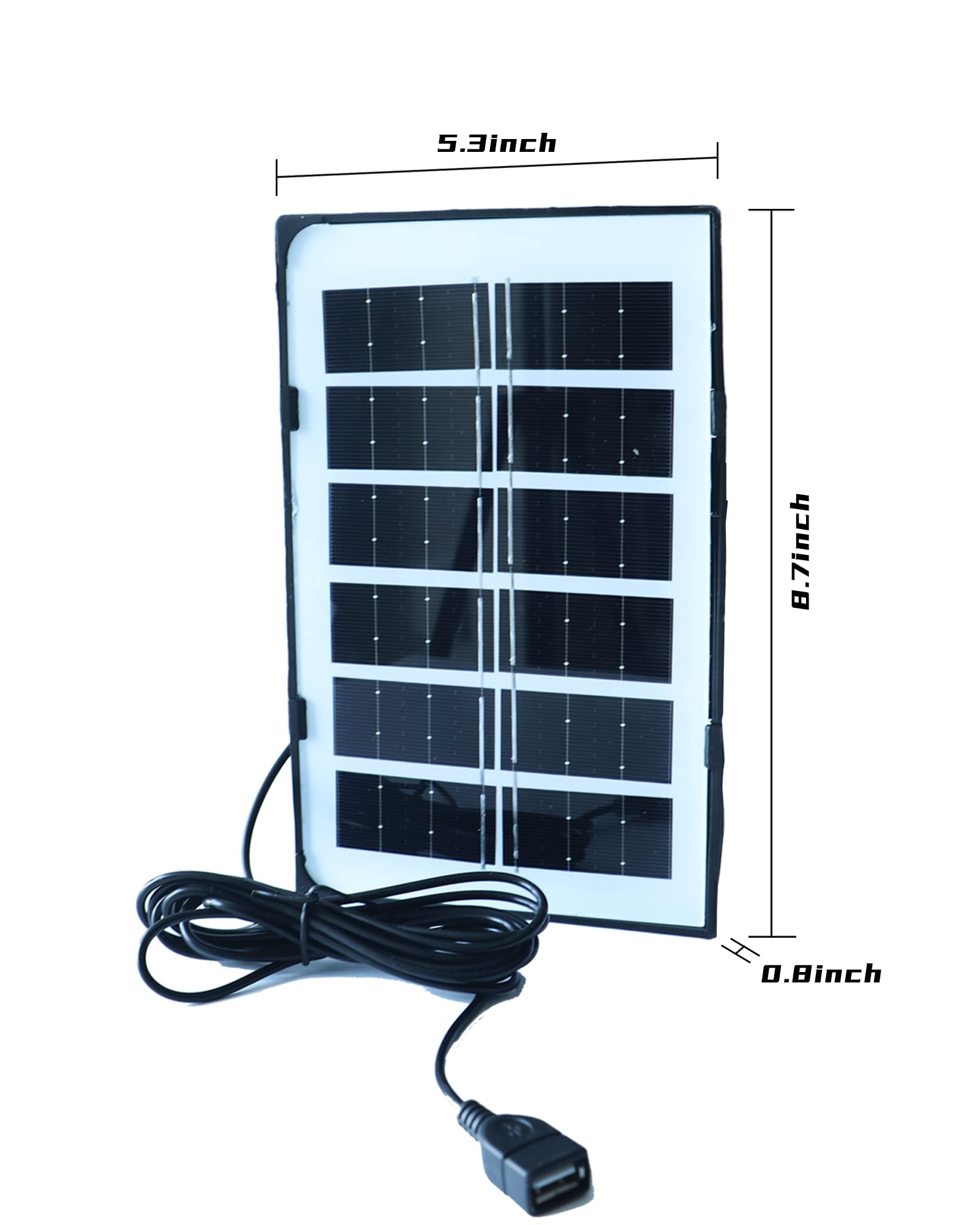 FellDen 8W 6V Solar Panel with 9.84ft/3m Cable, Camera Solar Panel Solar Battery Charger, Solar Panel Battery Charger with DC5521 and SAE Cable