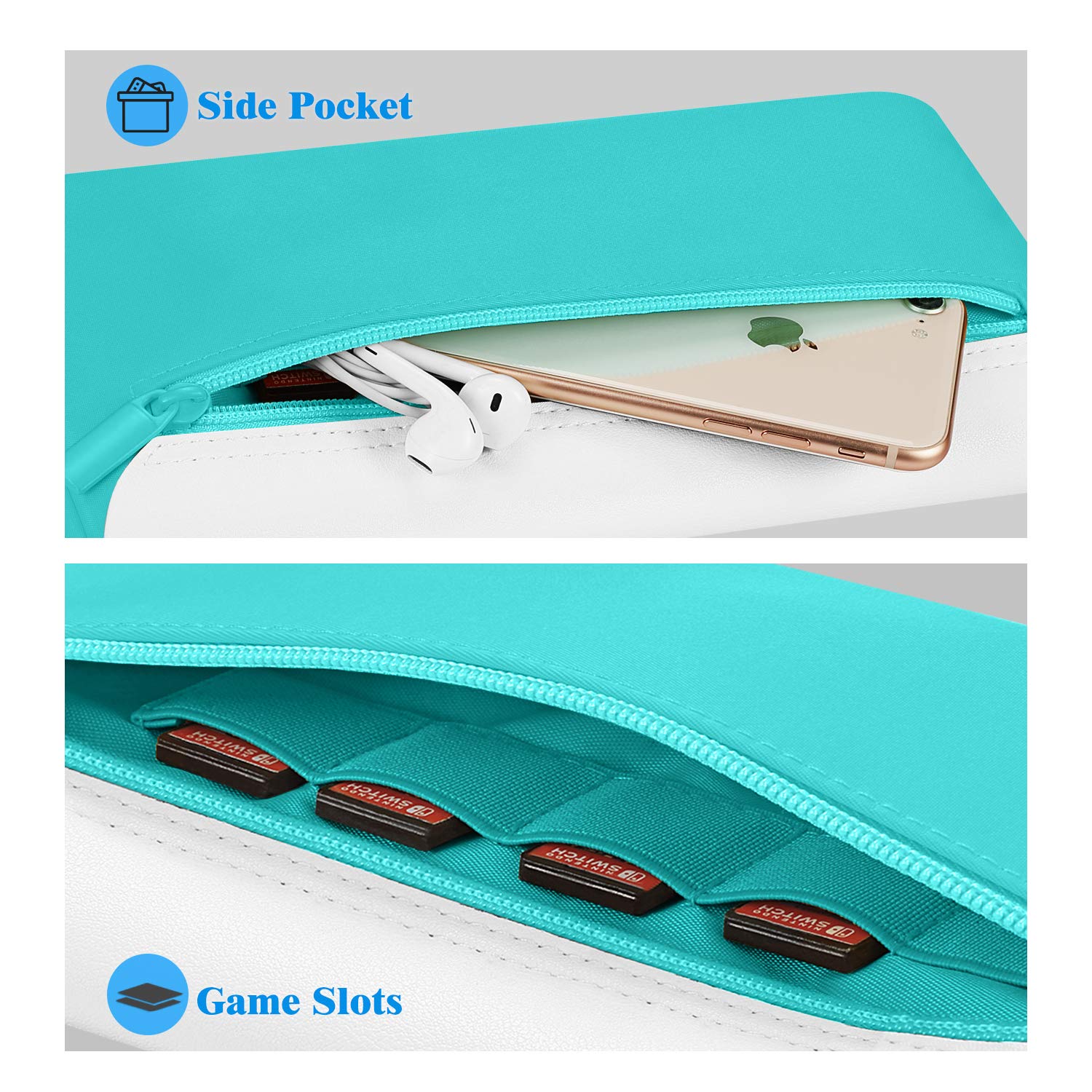 Fintie Carrying Case for Nintendo Switch Lite 2019 - Portable Travel Bag Protective Sleeve Pouch w/Side Pocket, Game Card Slots, Holding Strap for Nintendo Switch Lite and Accessories, Turquoise