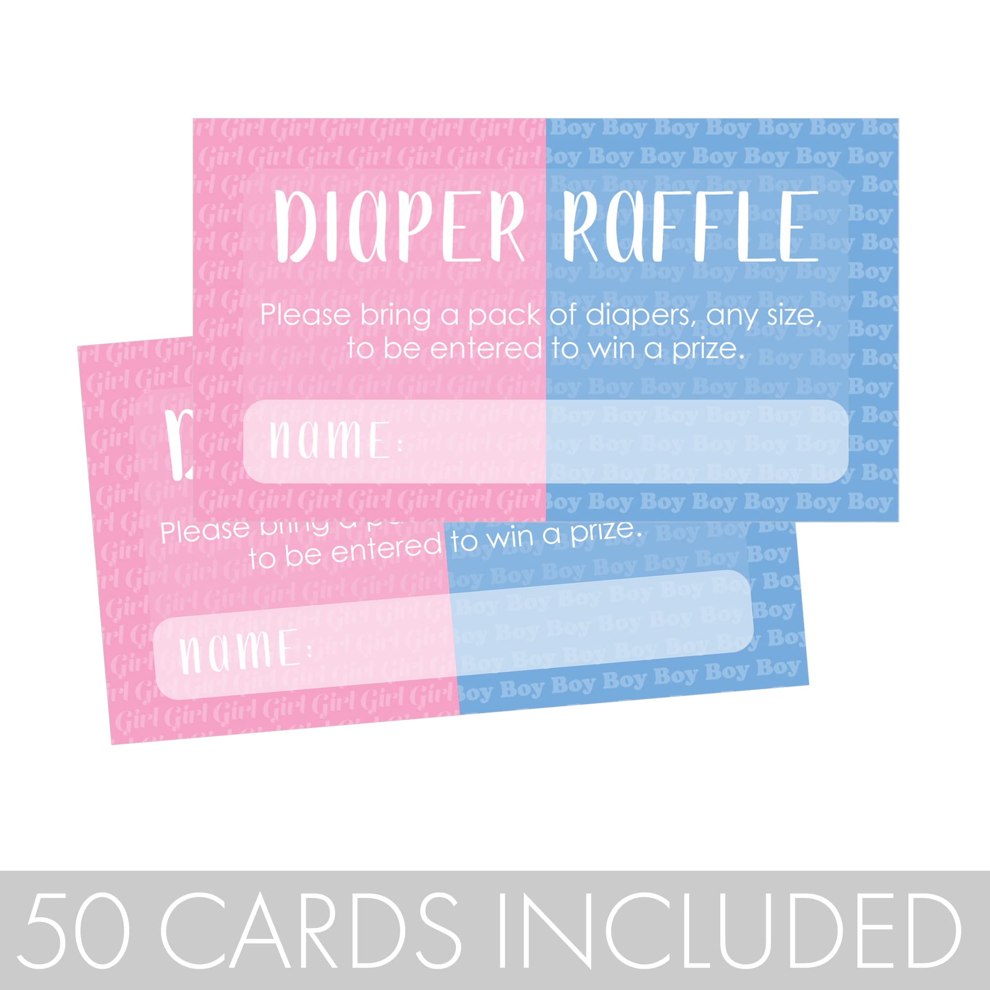 DISTINCTIVS Baby Gender Reveal Diaper Raffle Tickets - Invitation Inserts - 50 Cards