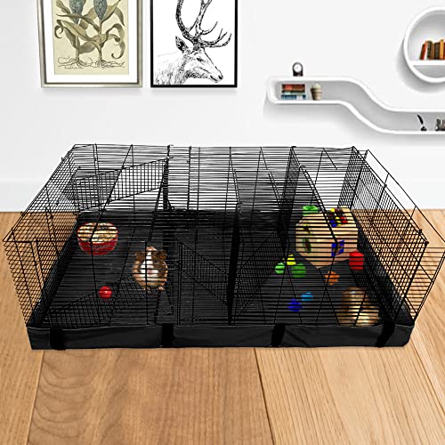 LINGSFIRE Guinea Pig Cage Liners, Reusable Guinea Pig Bedding Accessories Oxford Cloth Bottom Reusable Cage Liners for Guinea Pigs Rabbits, 47 x 24 x 3.5 inches(Black)