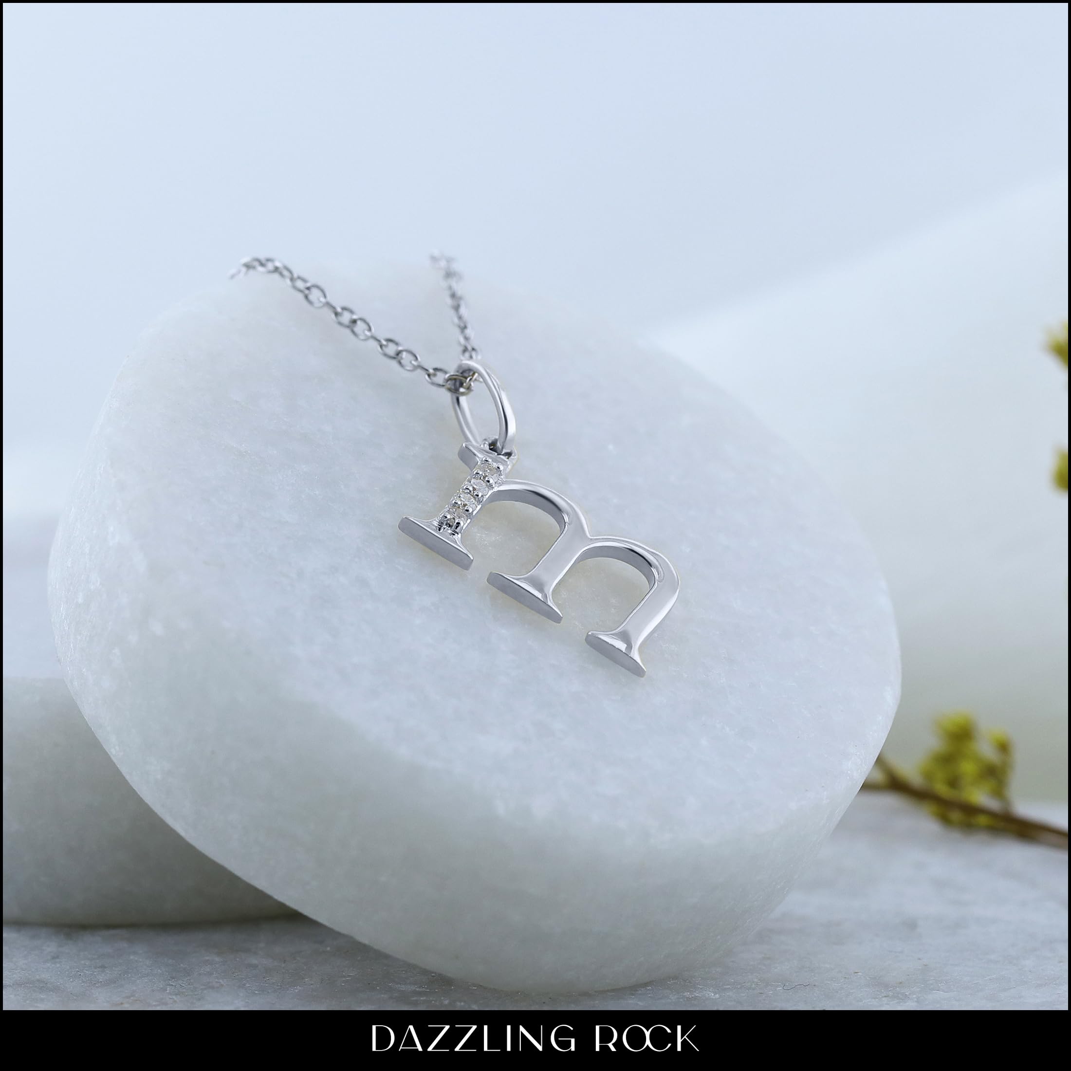 Dazzlingrock Collection 0.05 Carat (ctw) 18K Diamond Lowercase Letter 'm' Initial Pendant, White Gold