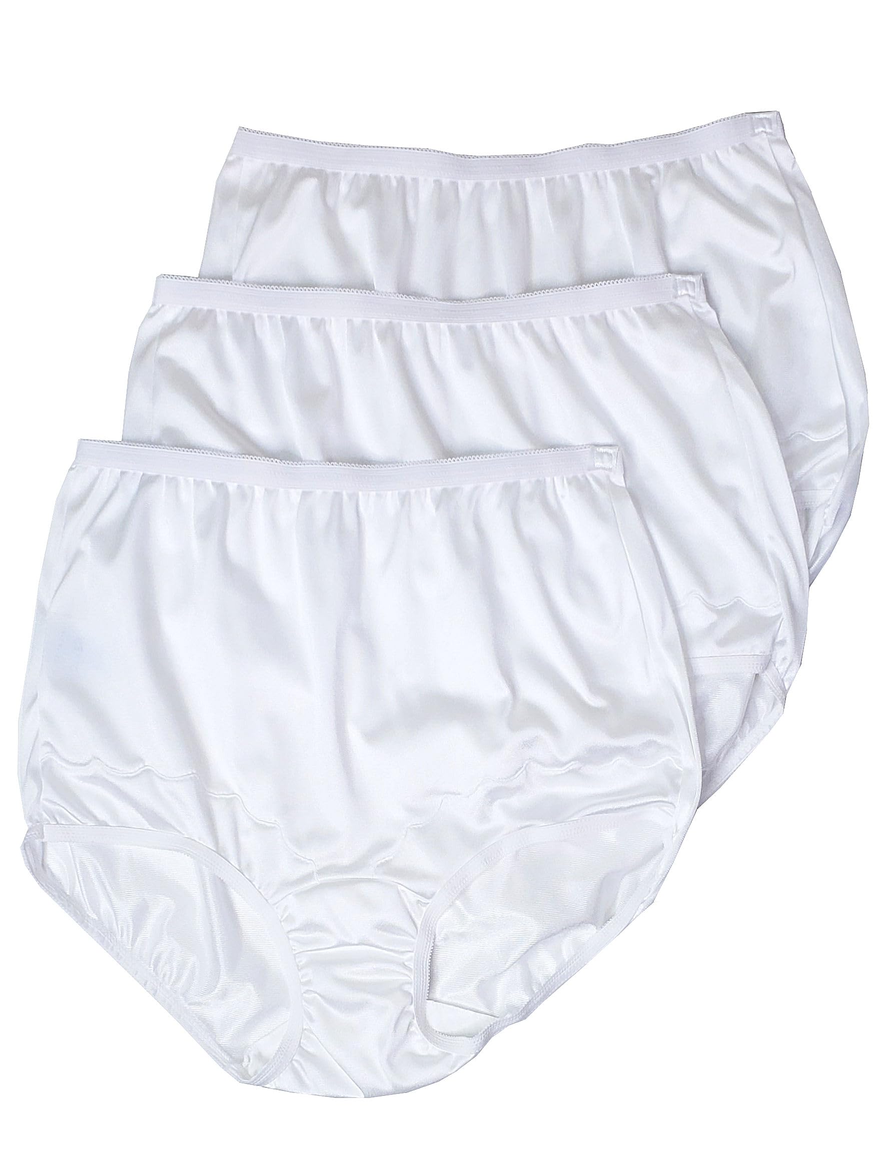 Dixie Belle 719 Scallop Trim High Waist Full Coverage Panty (3 Pack) (8, White)