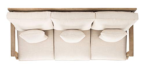 SAFAVIEH Couture Patio Martinique Natural and White Wood Outdoor Sofa, Natural/White