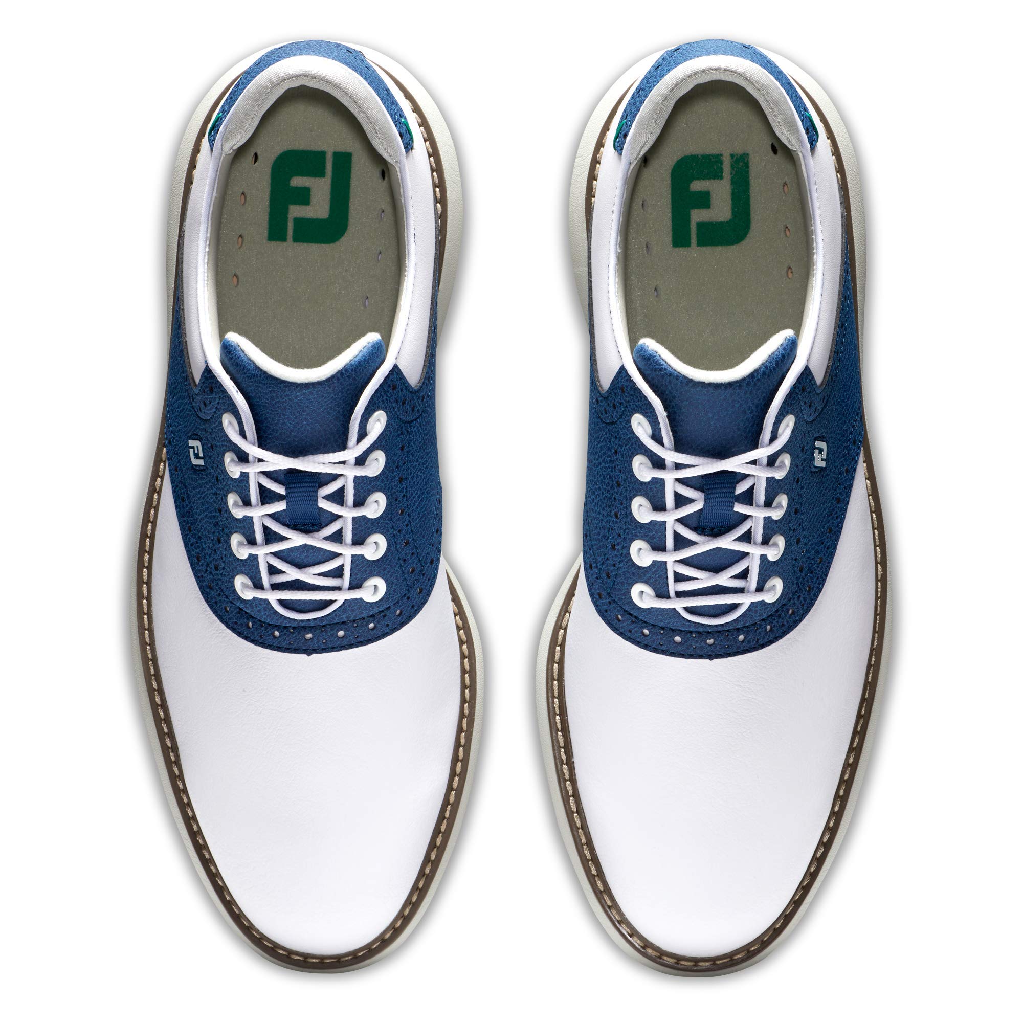 FootJoy Men's Traditions Previous Season Style Golf Shoe, White/Light Navy, 10