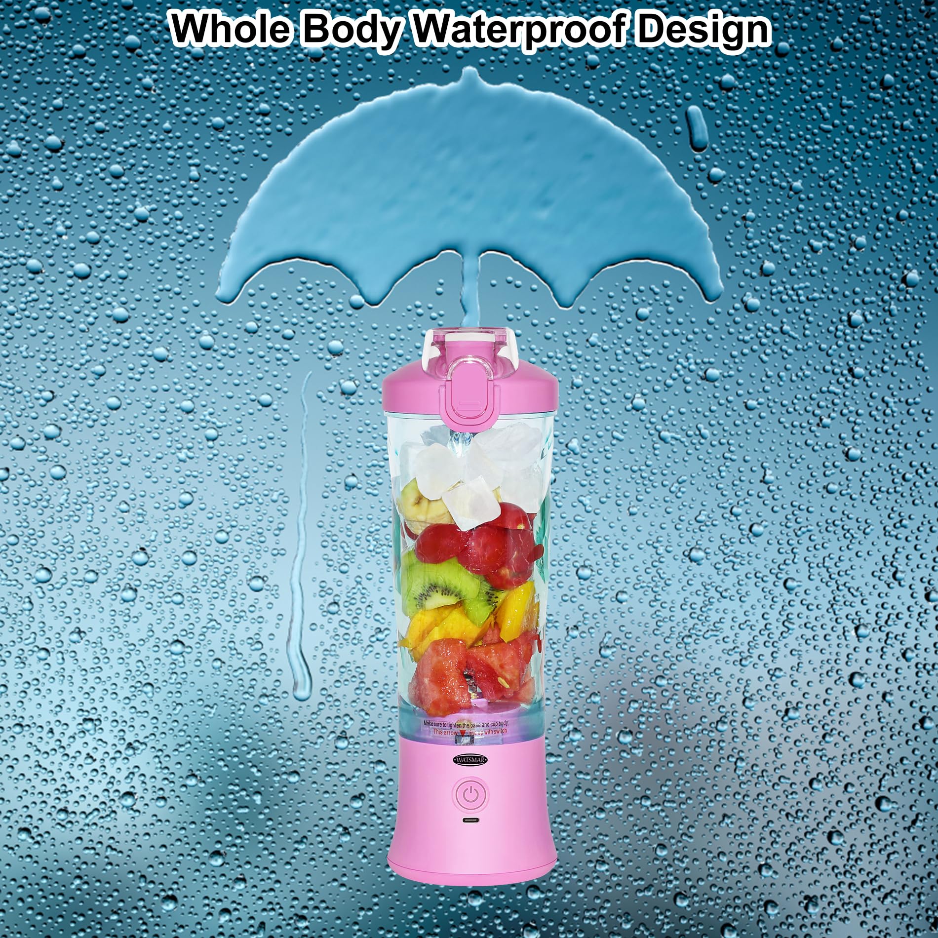 Portable Blender for Shakes and Smoothies 20 Oz, Waterproof Personal Blender USB Rechargeable with 6 Blades and Travel Lid for Kitchen, Office, Gym & Travel (Light Purple)