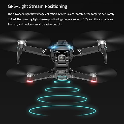 RKSTD Drone With Dual HD Camera - GPS Foldable RC Quadcopter, Brushless Motors, Suitable For Adults And Kids, WiFi FPV RC Drone For Beginners, Trajectory Flight, Auto Hover