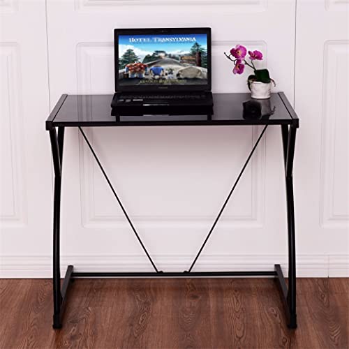 MJWDP Glass Desktop Computer Desk PC Laptop Desk Writing Study Workstation Home Desk Z Shape Desk