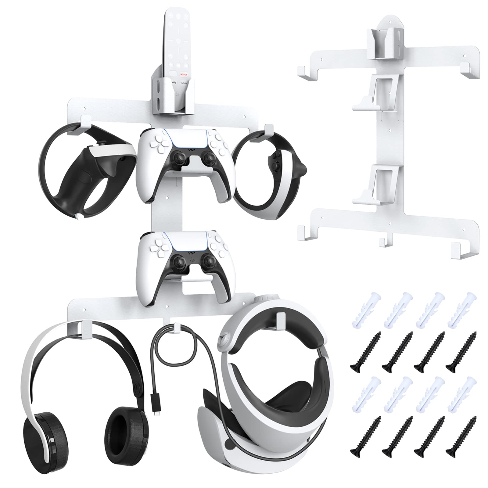 FYOUNG Wall Mount Storage Stand for PS VR2 Gaming Headset, VR2 All-in-One Steel Wall Shelf Holder Hanger Hook for PS5 Controller and Headset Accessories, Saving Space for PSVR2 Accessories