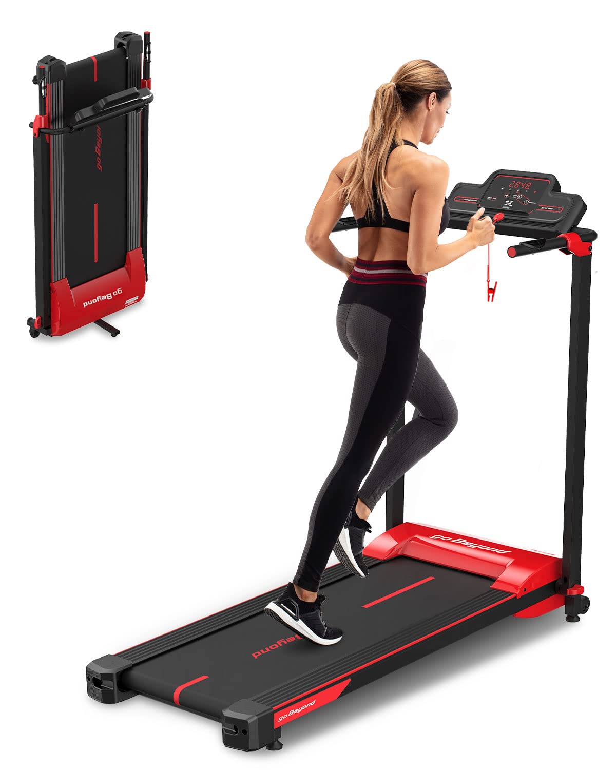 Folding Treadmill, 3HP Foldable Treadmill 300 lb Weight Capacity with LED Display, Space Saving Small Treadmill for Home & Office, Mini Compact Treadmill with Large Running Area, 12 Preset Programs