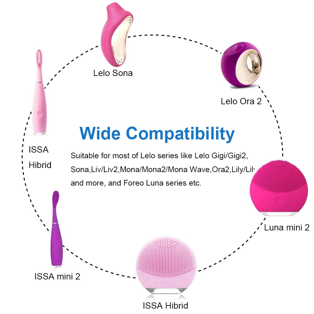 Replacement Charger Cord for LELO Gigi/Gigi 2, Mia, Mona/Mona 2 / Mona Wave, Lna Wave, Ora/Ora 2, Lily/Lily 2, Liv/Liv 2, FOREO Luna Series Facial Cleanser Charger Cable