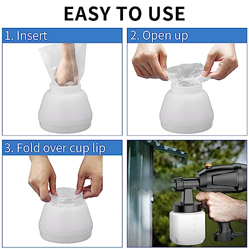 Paint Sprayer Bags 60 Pcs Disposable Clear Sprayer Cup Liners Paint Sprayer Parts Accessories Transparent Spray Gun Bag with Most Spray Guns (7.9 x 11.8 Inch)
