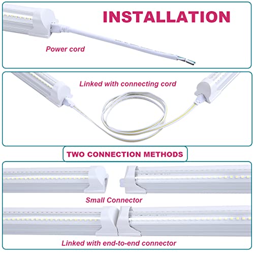 MKUJOO 6 Pack 4FT 60W LED Shop Light, V Shape Integrated T8 LED Tube Light, 6600LM, 6000K Super Bright White,high Output Linkable with Plug for Garage, Workshop,Basement,Warehouse