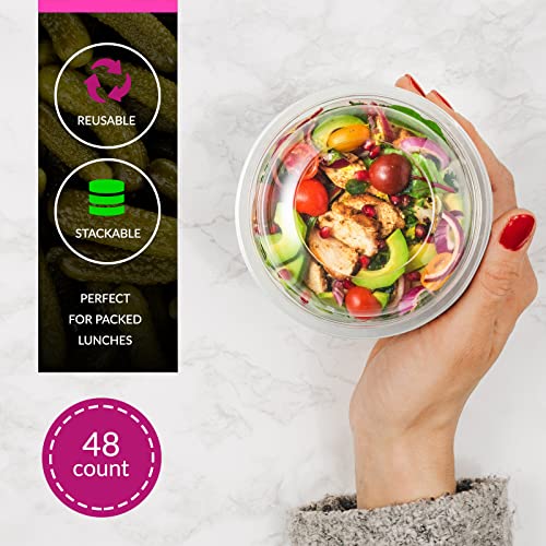 PAMI Deli Plastic Containers With Lids [48-Pack, 8oz] - Small Food Containers For Sauces, Salsas, Dips - BPA-Free, Microwave & Freezer Safe Food Storage Pots- Clear Meal Prep Condiment Containers