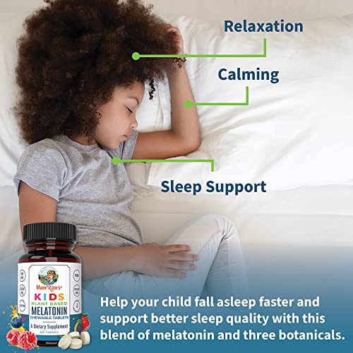 MaryRuth Organics Melatonin | 2 Month Supply | Kids Melatonin Chewable Tablets Ages 4+ | St Johns Wart | Valerian Root | Lemon Balm | Vegan | Non-GMO | Gluten Free | 60 Servings