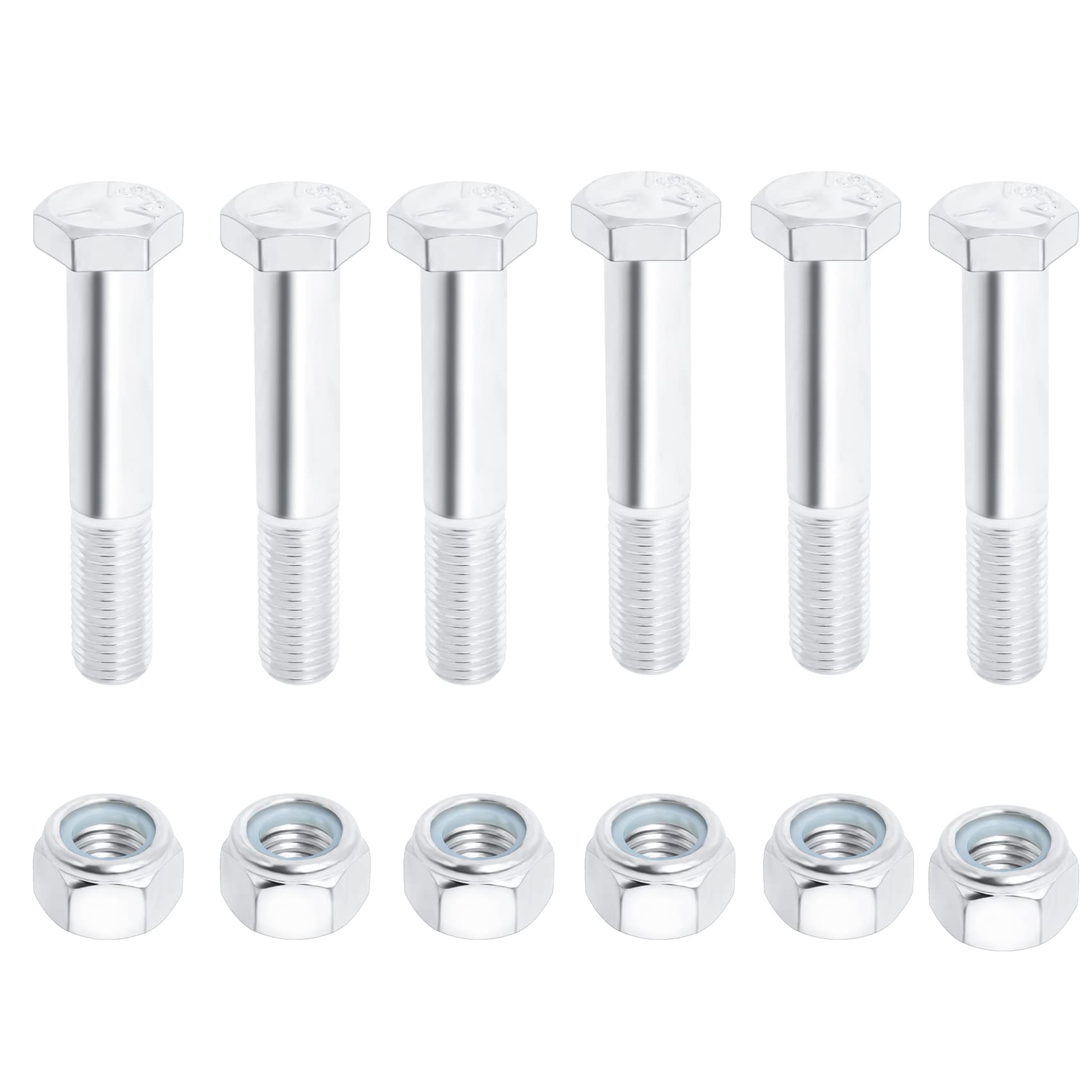 Shear Bolts for Compatible with Rotary Cutters Mill Grade 5 SAE J429 3.5" with Nylock Nut (Pack of 6)