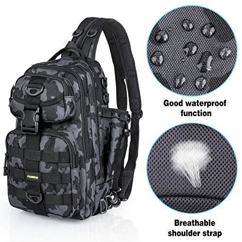 PLUSINNO Tackle Bag, Water-Resistant Backpack with Rod Holder for Fishing Gear, Ideal Gifts for Men,Large