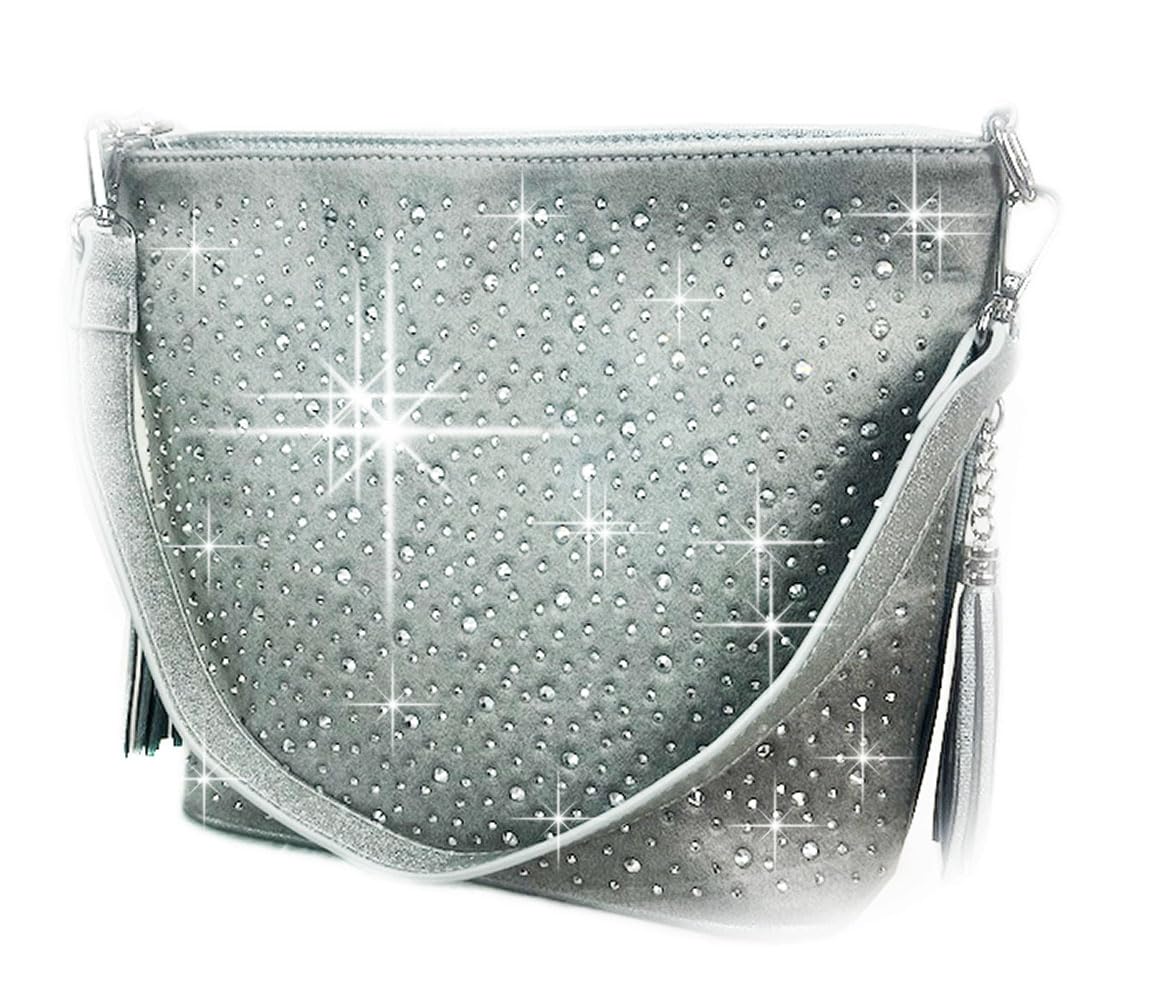 Zzfab Star Sparkling Rhinestones Crossbody Bag Pewter