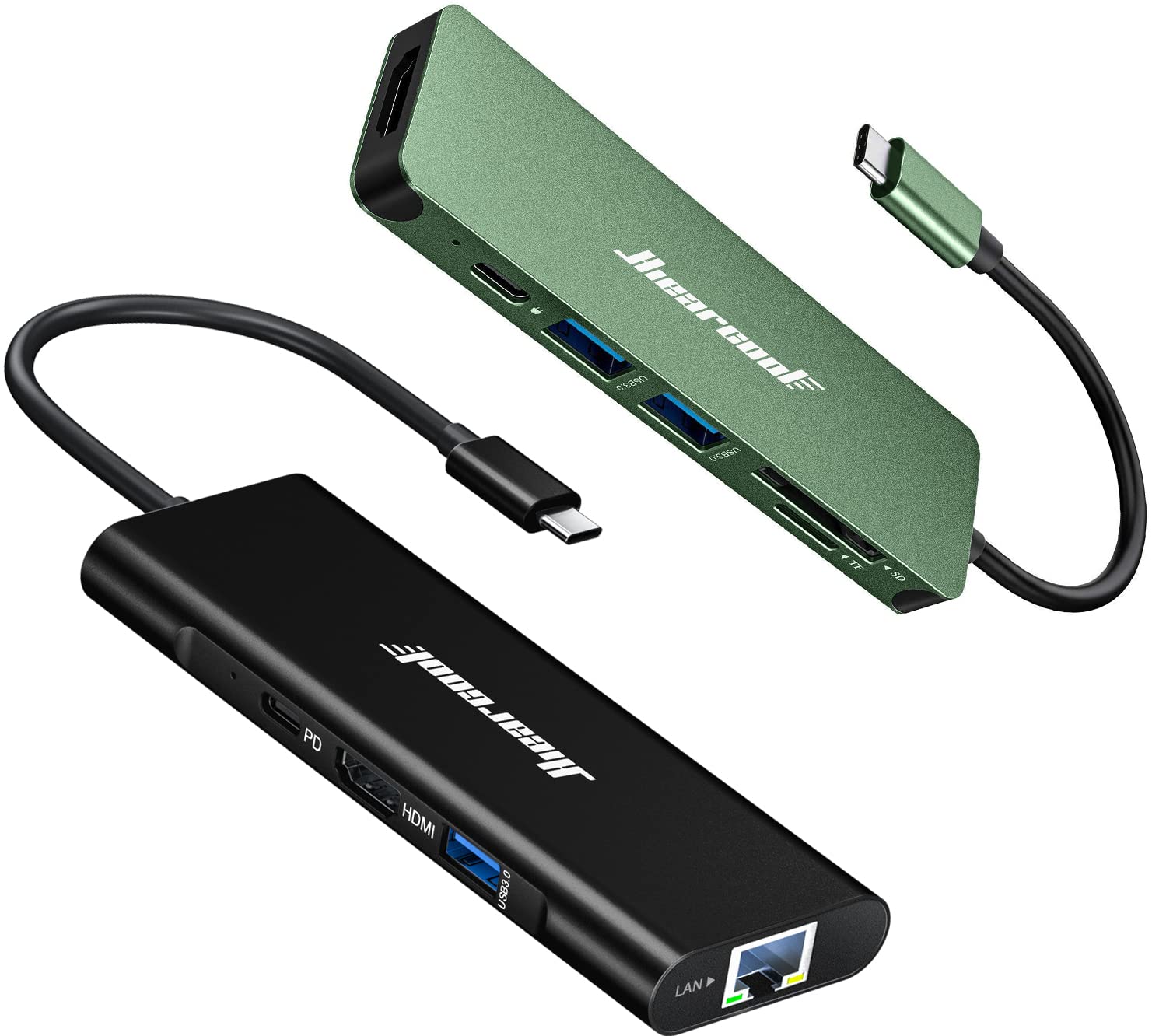 Hiearcool USB C Hub Adapter,USB C Dongle for MacBook Pro,7 in 1 USB C to HDMI Multi-port Adapter,USB C 4K 60Hz HDMI Adapter,8 IN1 Multi-port Type C Adapter 1Gbps 100W PD USB C Dock USB3.0 TF/SD Dongle
