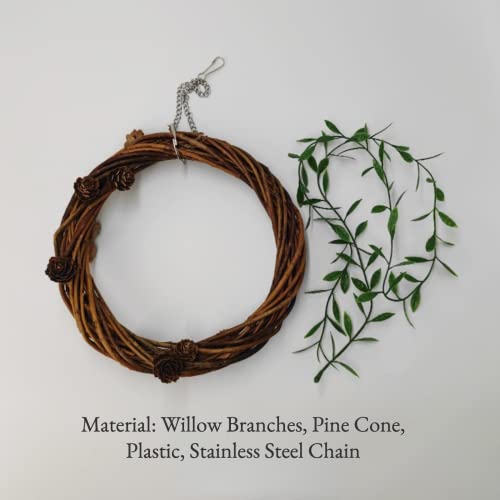 Round Bird Swing, Natural Willow Branch Chewing Bird Toys, Hanging Climbing Cage Parrot Perch Play Stands for Small Parrots Lovebirds Conures Parakeets (Large)