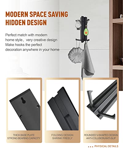 Waterproof Towel Robe Coat Holder for Wall，Foldable Black Towel Hooks，coat rack，Free Perforated，Bathroom Hooks，Black Wall Hooks，Bathroom Towel Holder，adhesive robe hooks for wall，for Bathroom，Kitchen