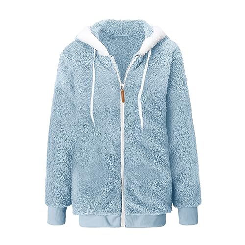 Hoodies for Teens,Womens Hoodies Zip Up, Zip Up Hoodies for Women 2023 Fall Fashion Solid Color Sweatershirt Pullover Tops Warm Wool Plush Coat Furry Fleece Jacket
